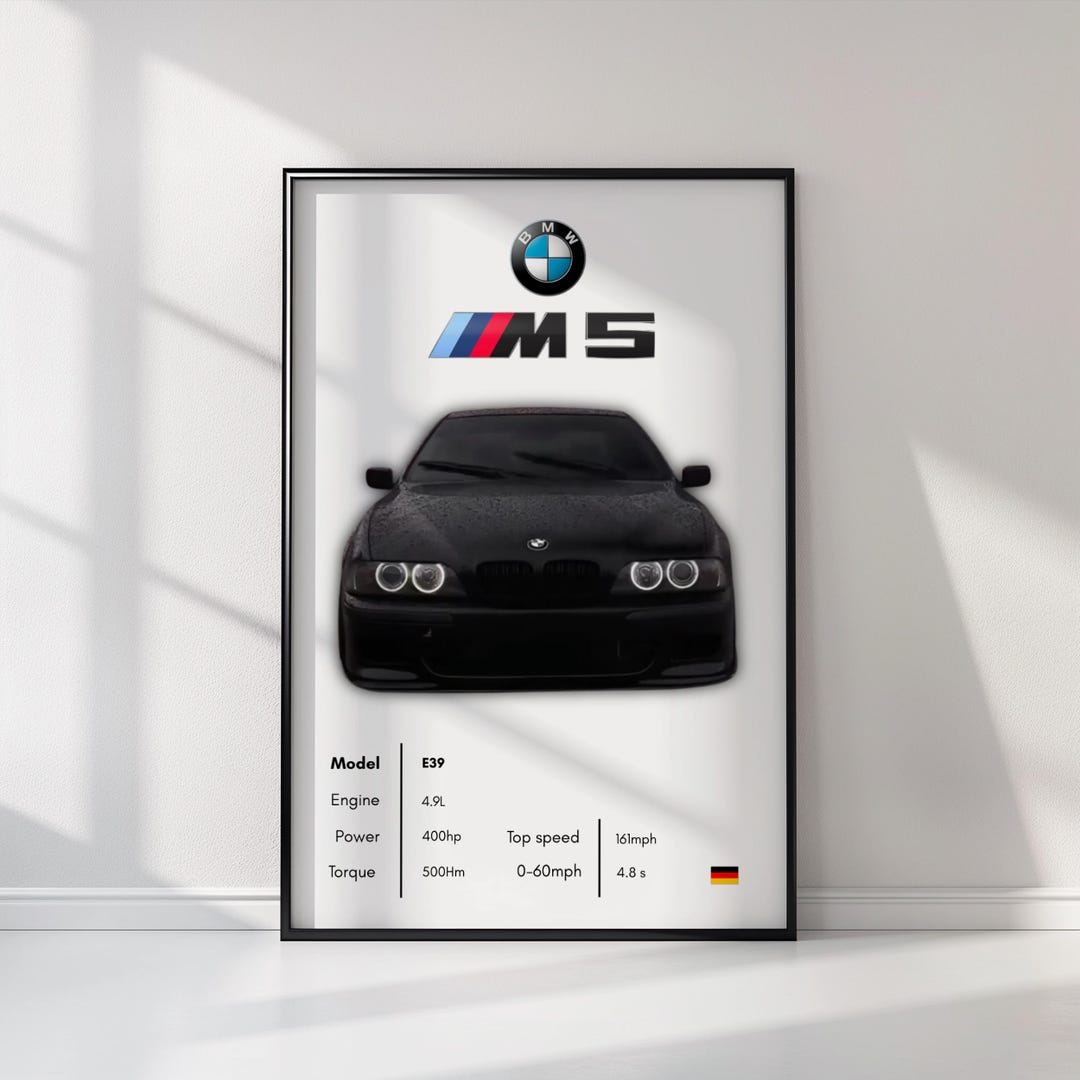 BMW M5 E39 Car Poster Digital | Size A4 | Wall Art Print | Wall Decor ...