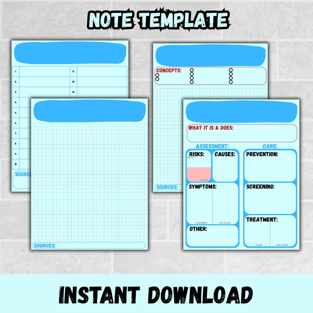 Medical Surgical Notes Template Bundle - Etsy