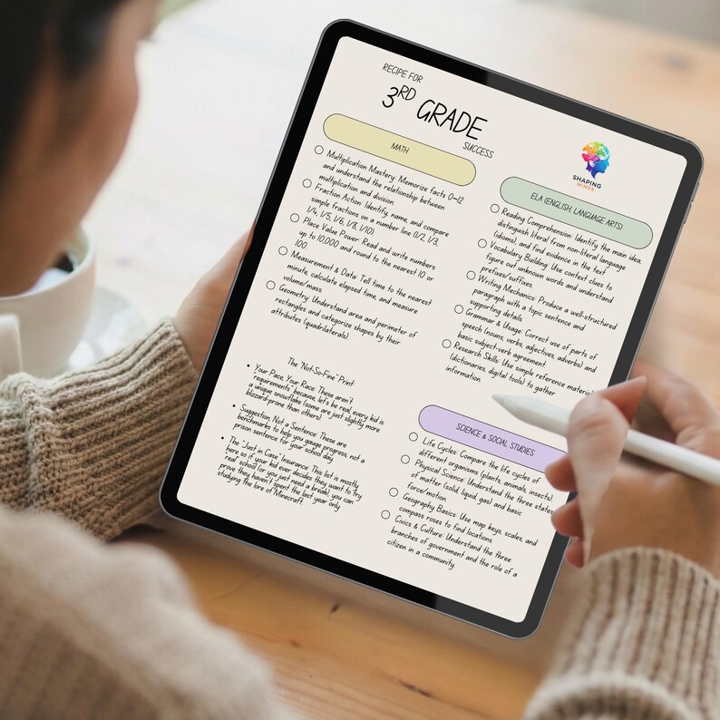 Homeschool Learning Objective Checklist Third Grade Mastery Guide ...