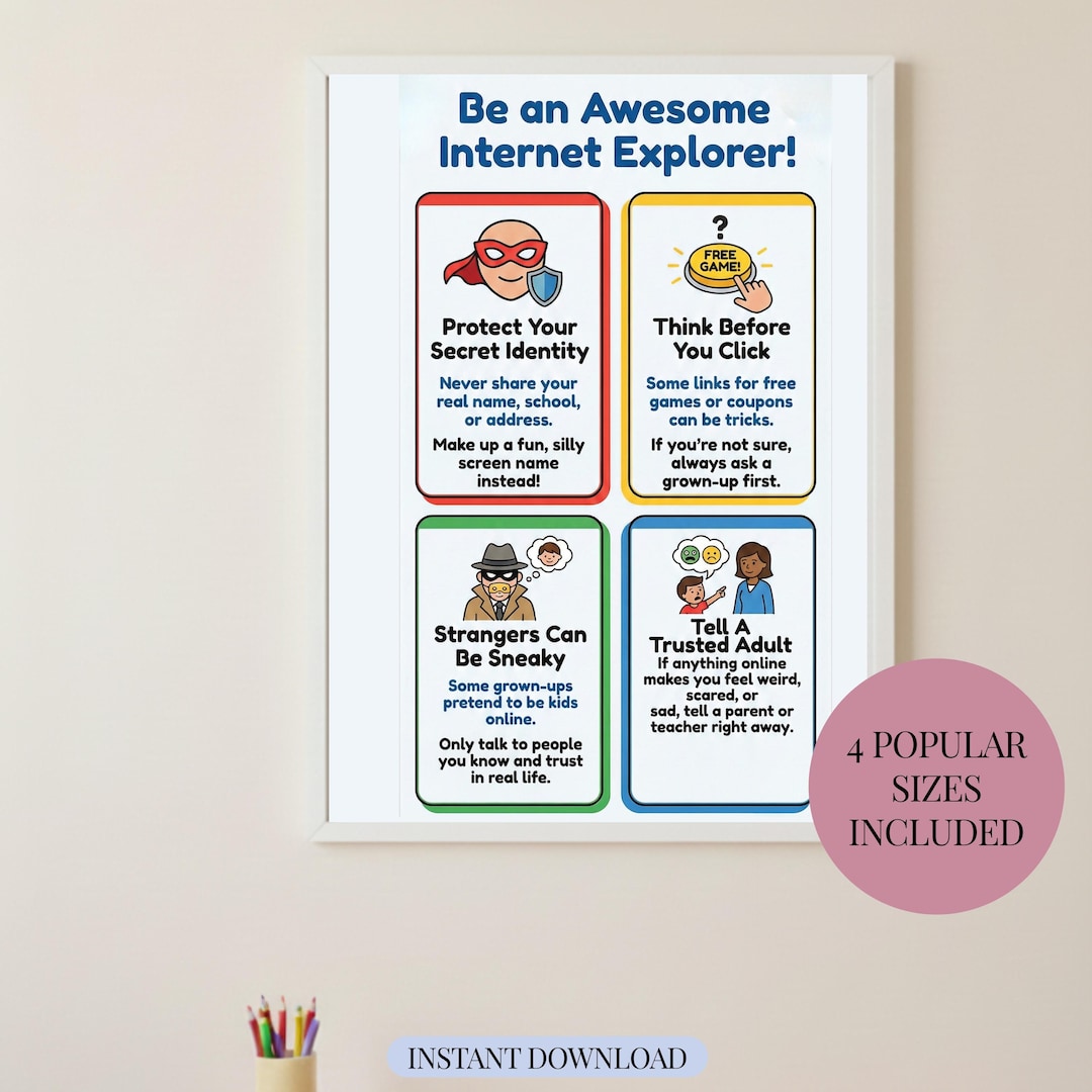 Digital Safety Rules Online Safety Poster Primary Colors Classroom ...