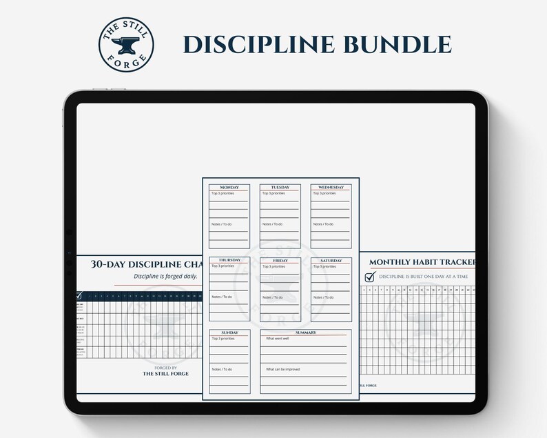 Discipline Planner Bundle: Habit Tracker, Weekly Plan, 30-day Challenge ...