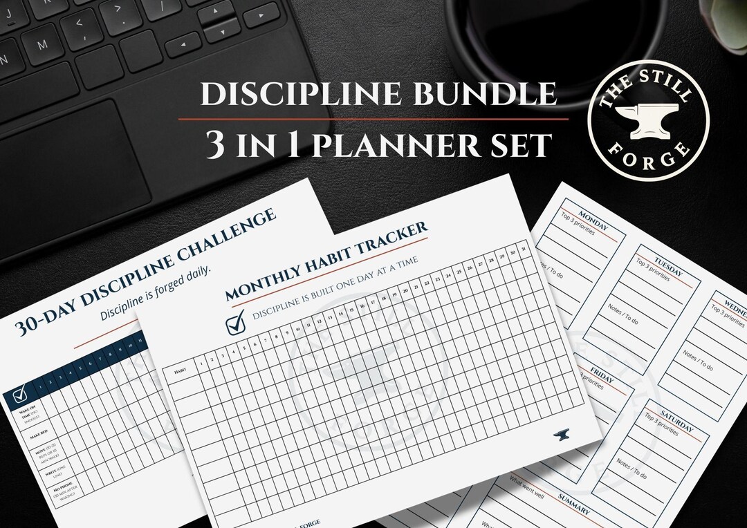 Discipline Planner Bundle: Habit Tracker, Weekly Plan, 30-day Challenge ...