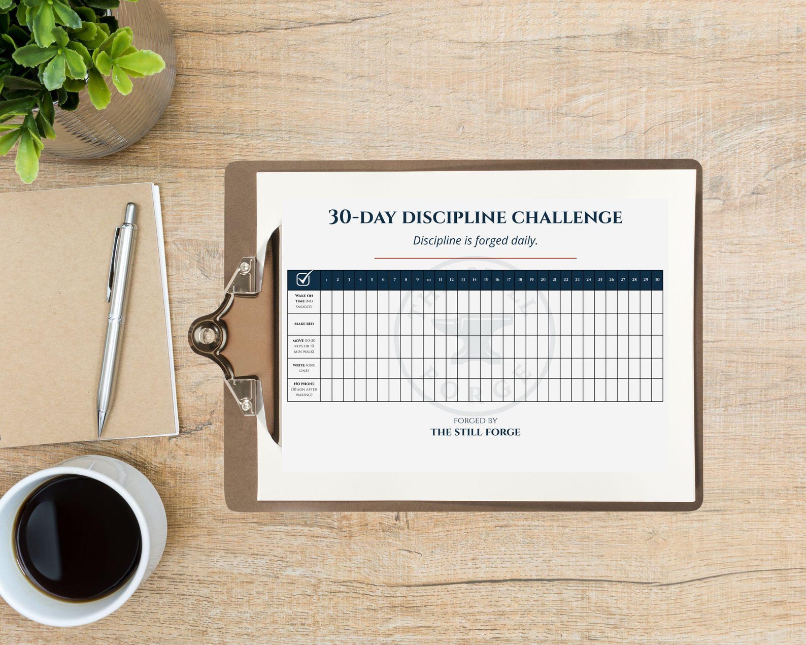 30-day Discipline Challenge | Printable Habit & Productivity Tracker ...
