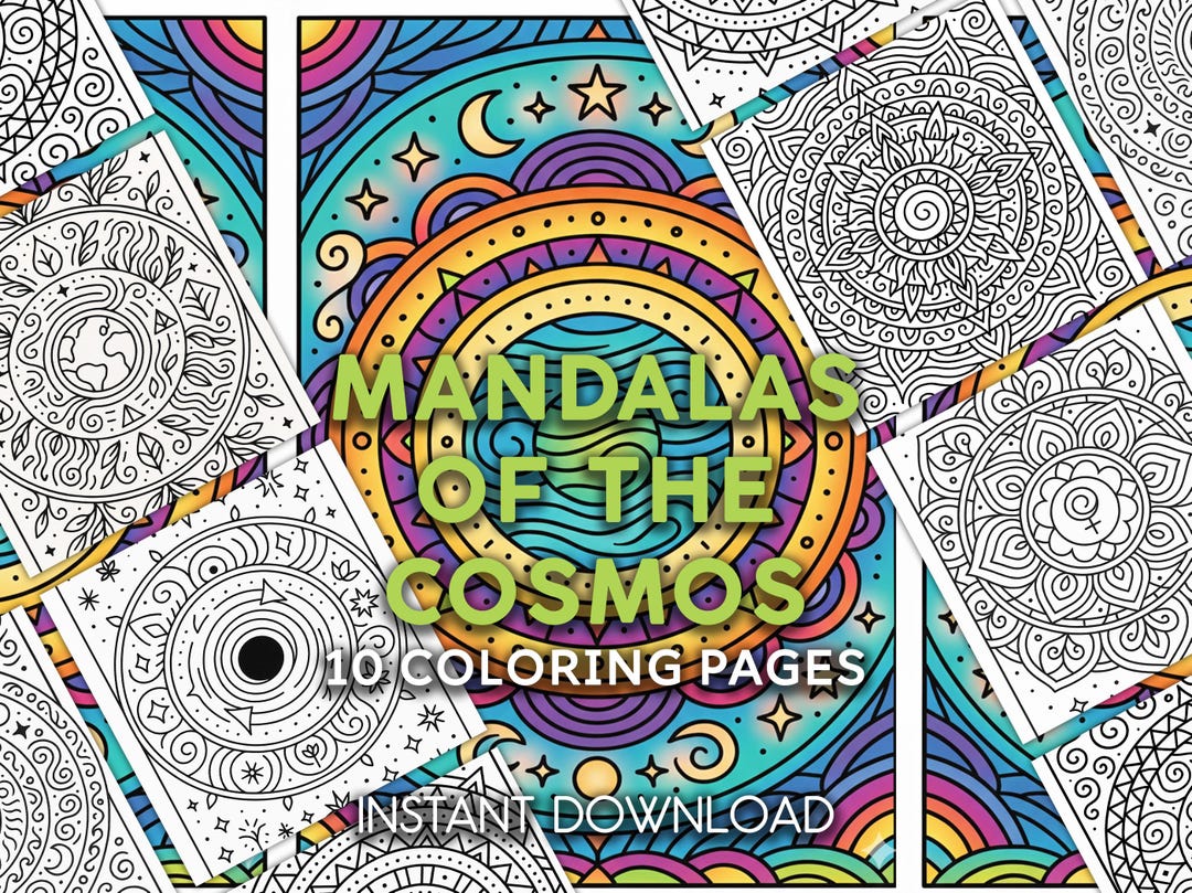 Mandalas of the Cosmos Coloring Pages | Space & Planet Mandala Designs ...