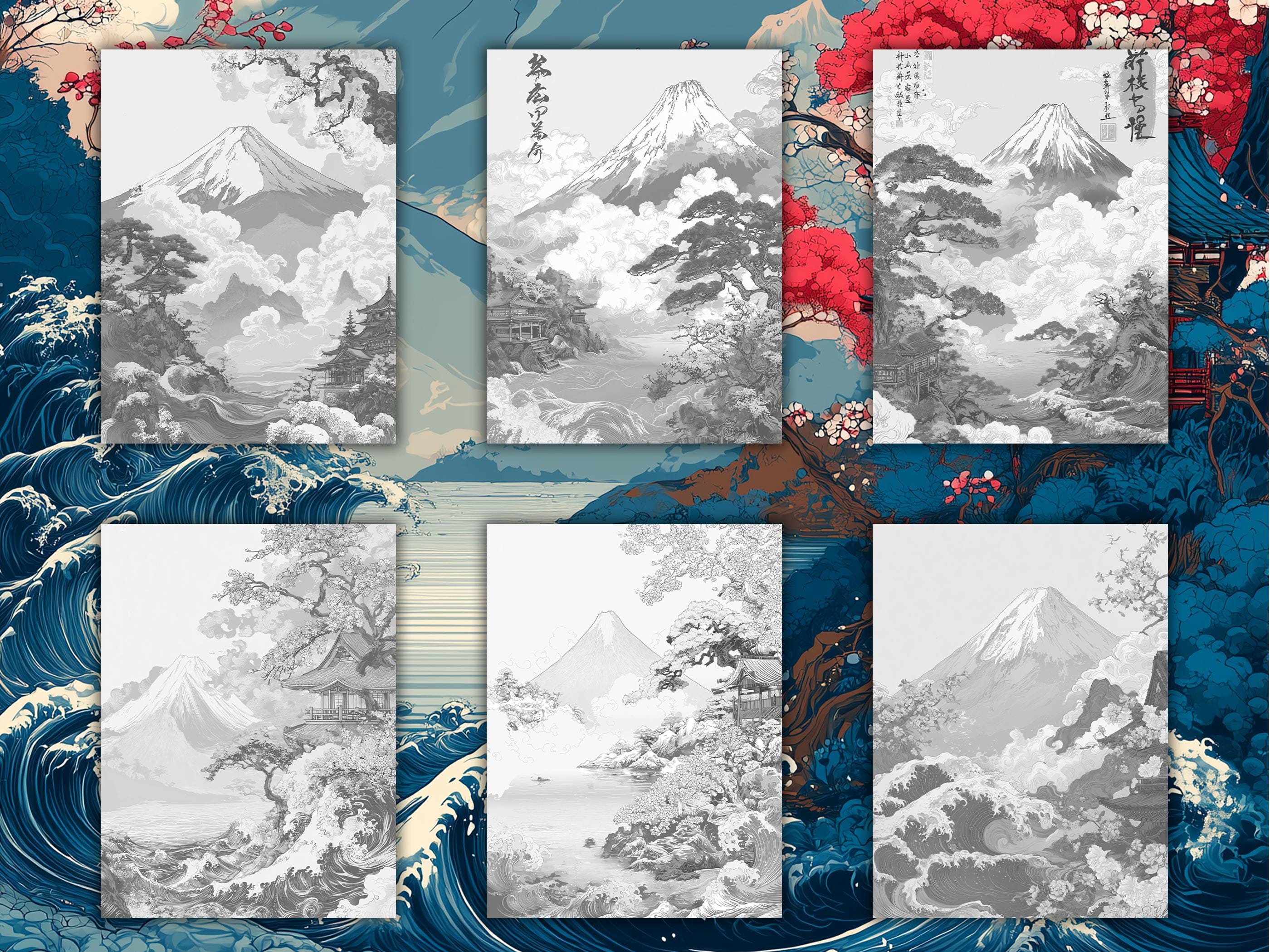 Fuji & Sakura Coloring Pages – 25 Japanese Landscape Printable ...