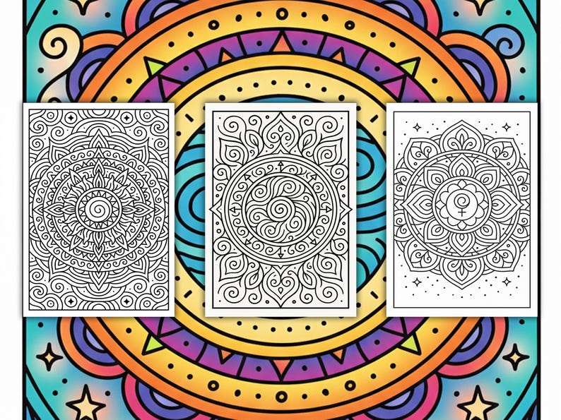 Mandalas of the Cosmos Coloring Pages | Space & Planet Mandala Designs ...