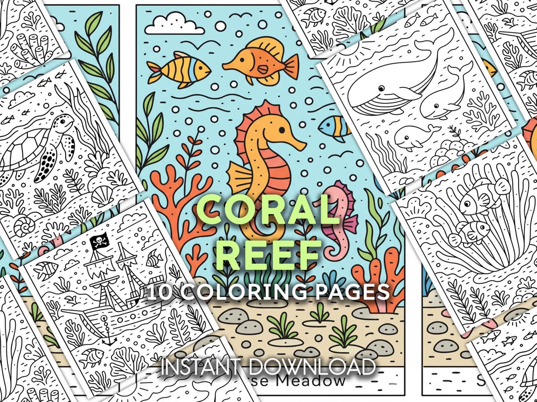 Coral Reef Kingdom Coloring Pages | Underwater Ocean Fish & Sea Life ...