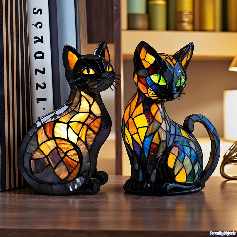 Cat Stained Glass Lamp - Etsy