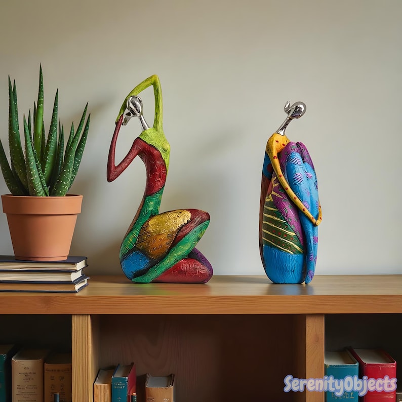 Abstract Woman Figurine | Colorful Modern Sculpture | Elegant Resin Art ...