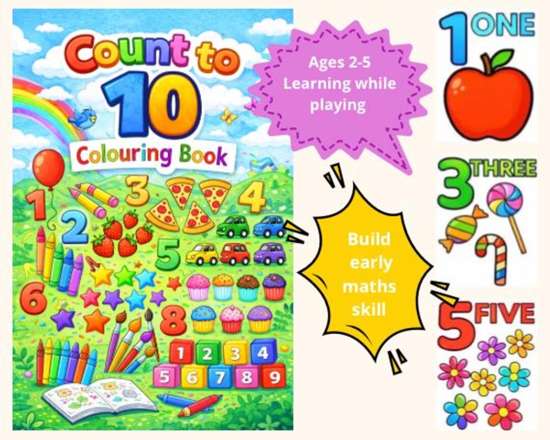 Learning Numbers Through Colouring (colouring Book) - Etsy