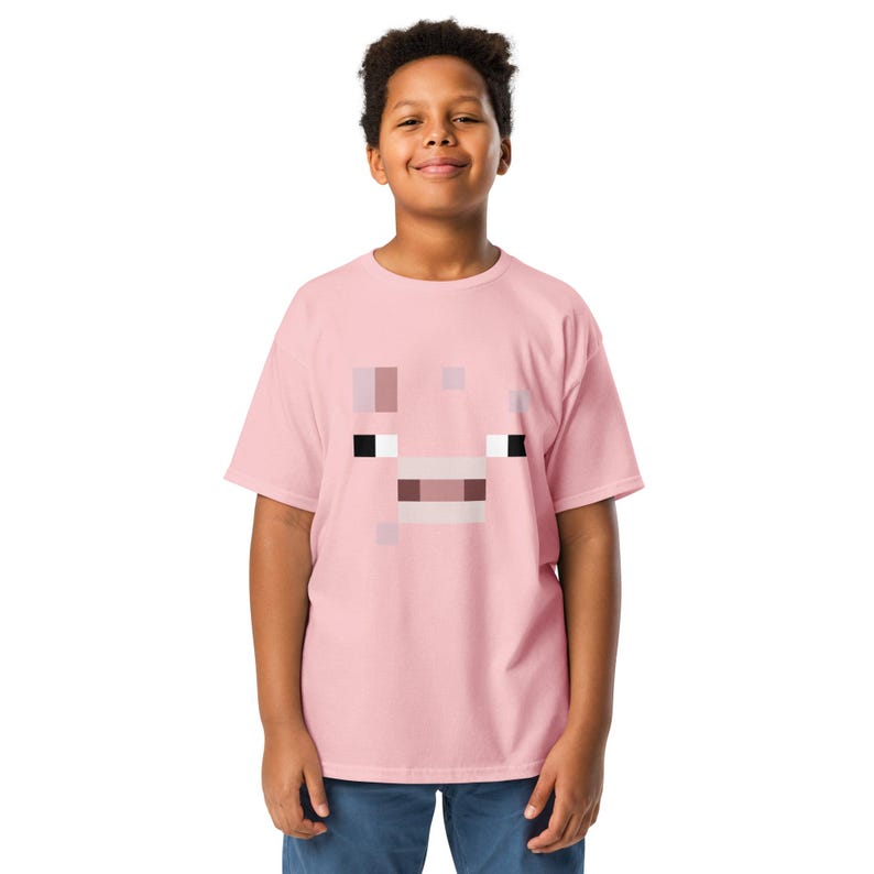 Pixel Game Pig Face Graphic Image - Kids Classic Tee - Etsy