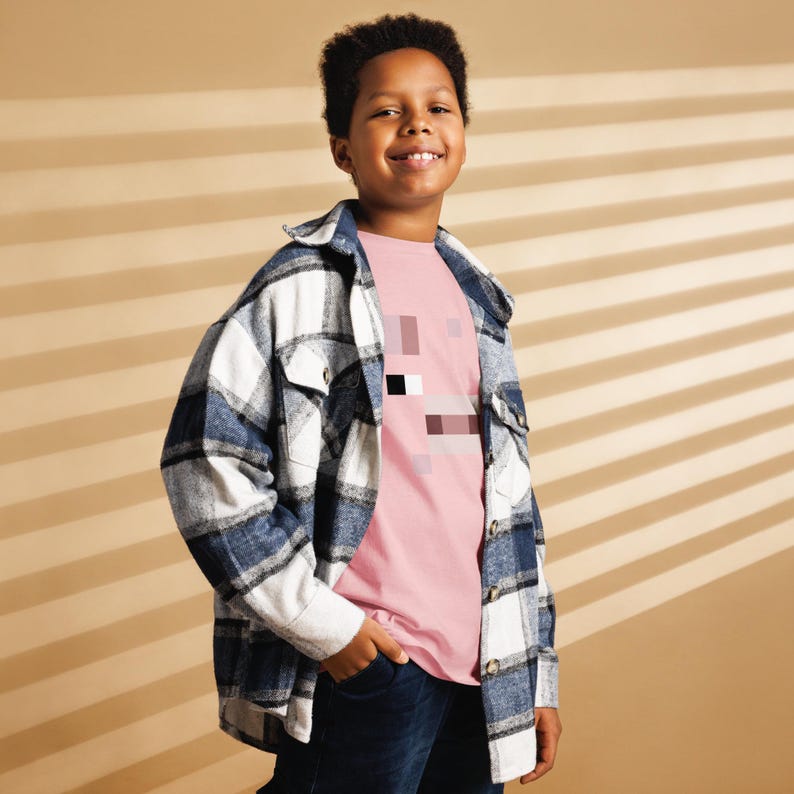 Pixel Game Pig Face Graphic Image - Kids Classic Tee - Etsy
