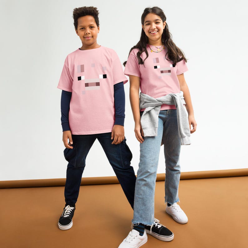 Pixel Game Pig Face Graphic Image - Kids Classic Tee - Etsy Australia