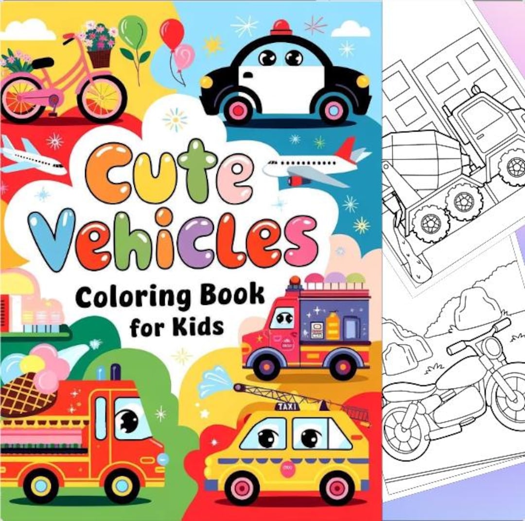 Vehicles Transport Coloring Book for Kids (24 Coloring Pages) - Etsy