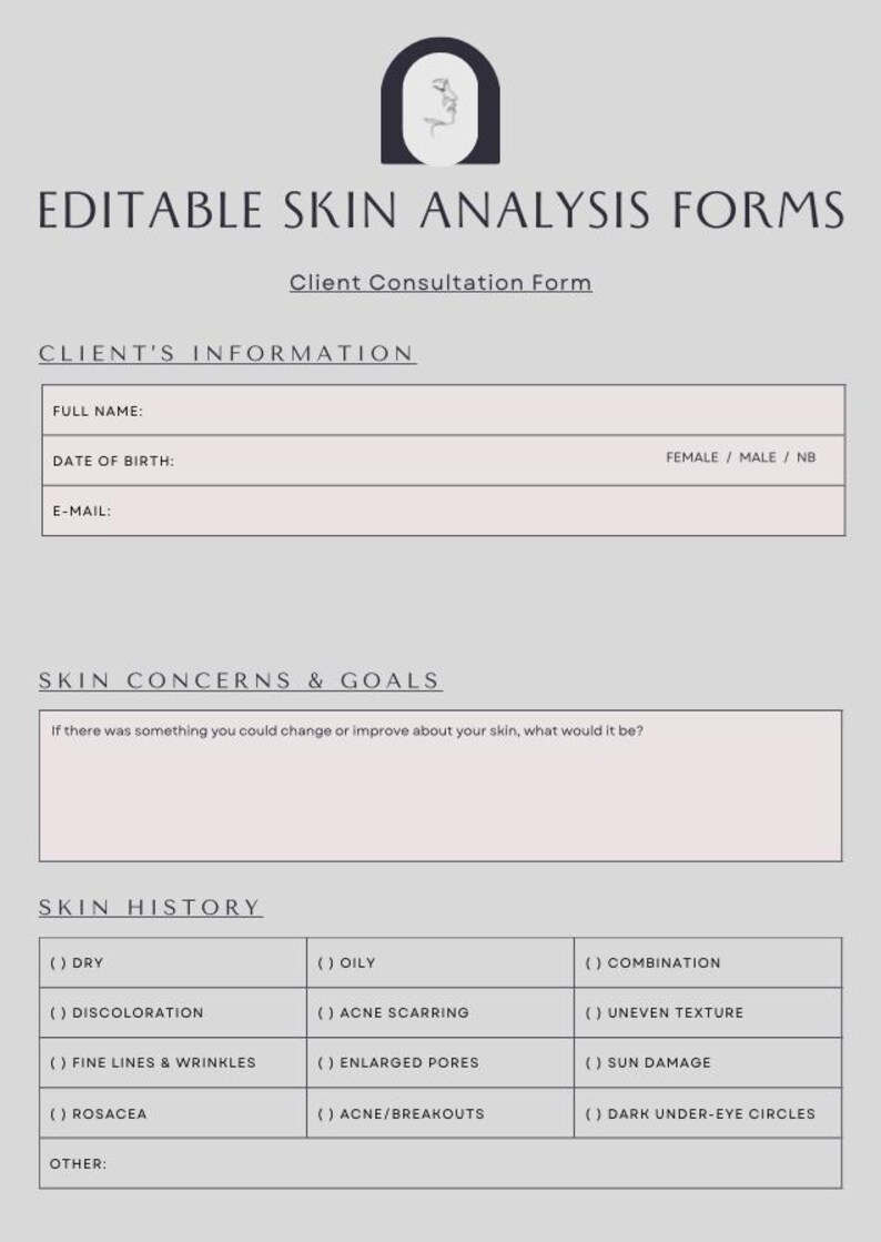 Editable Skin Analysis Form - Etsy
