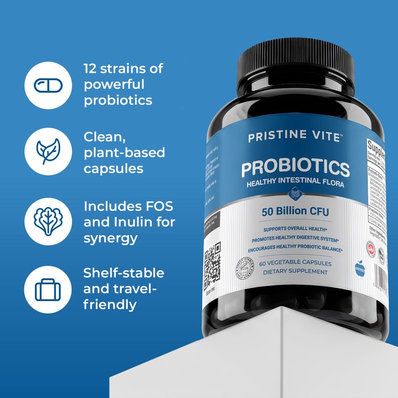 50 Billion CFU Probiotic Capsules: Digestive & Immune Support - Etsy