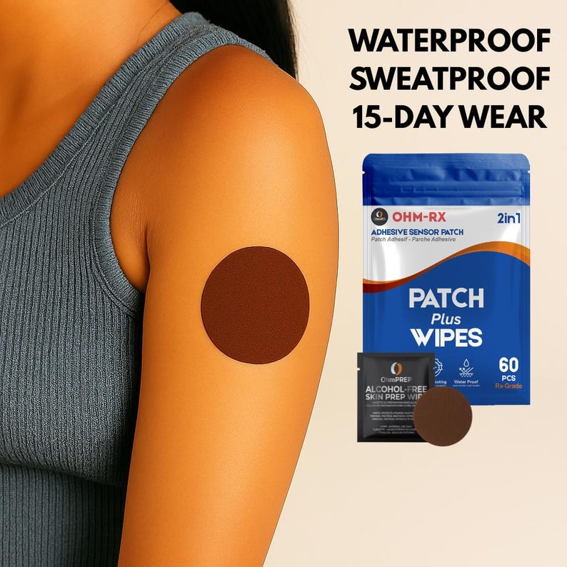 Libre 3 Waterproof Sensor Cover + Skin Prep Wipe | Hypoallergenic CGM ...
