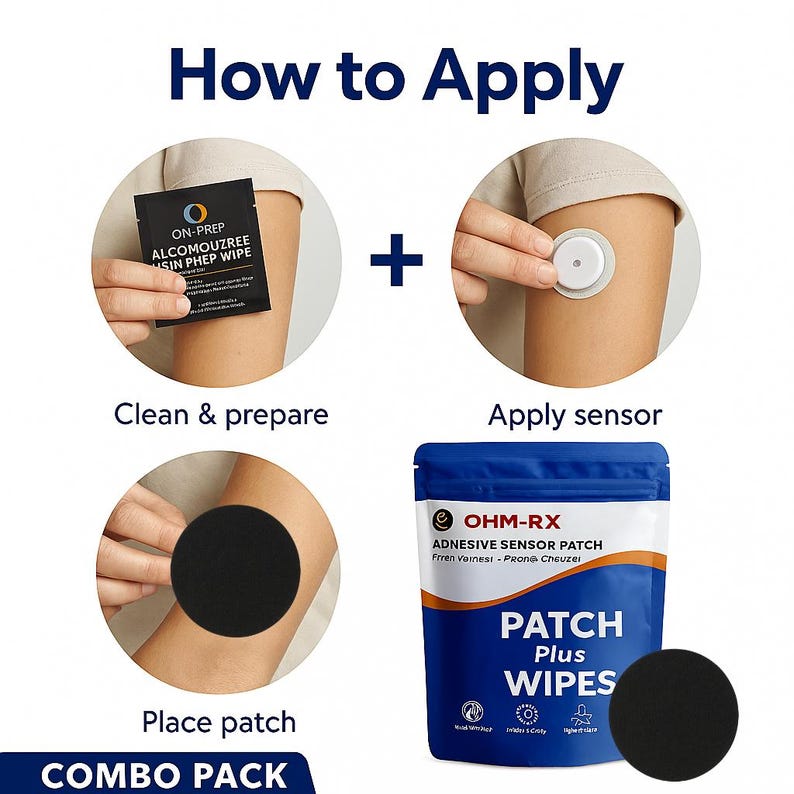 Libre 3 Waterproof Sensor Cover + Skin Prep Wipe | Hypoallergenic CGM ...