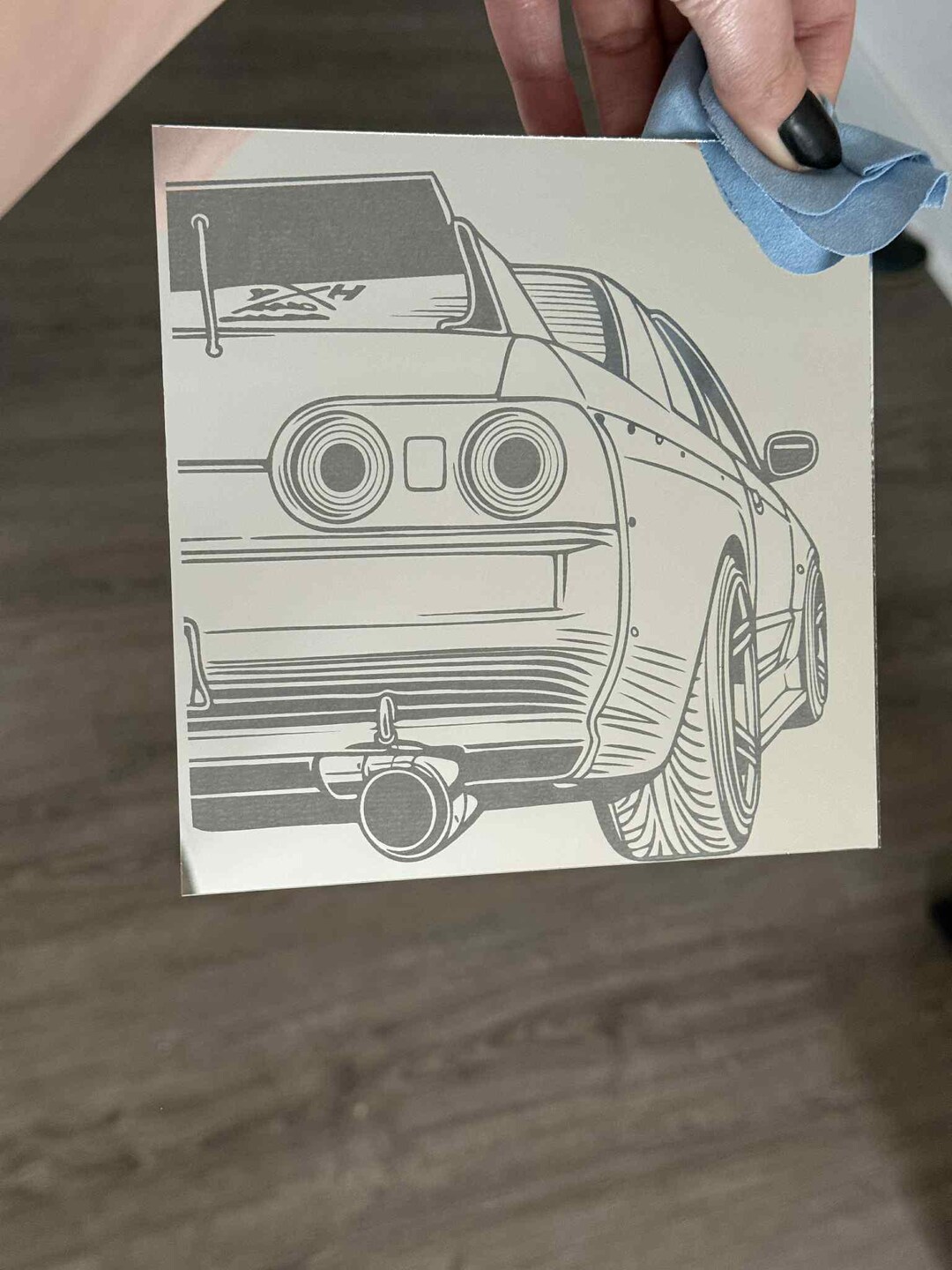 JDM Car Mirror Engraving: R35, NSX, Integra Type R, RX7 - Handmade 6x6 ...