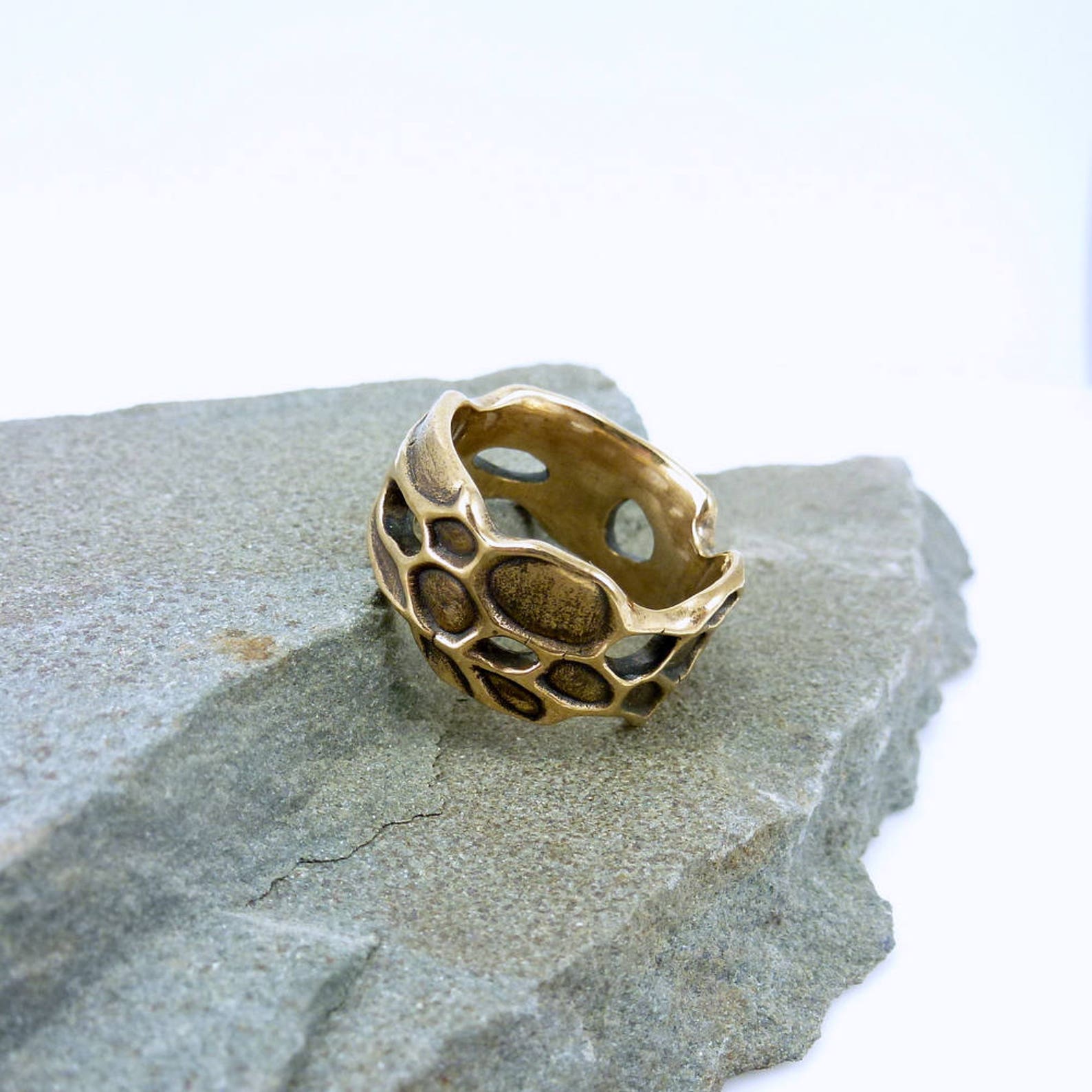 Bronze Ring Textured Bronze Ring Bronze Honeycomb Ring - Etsy