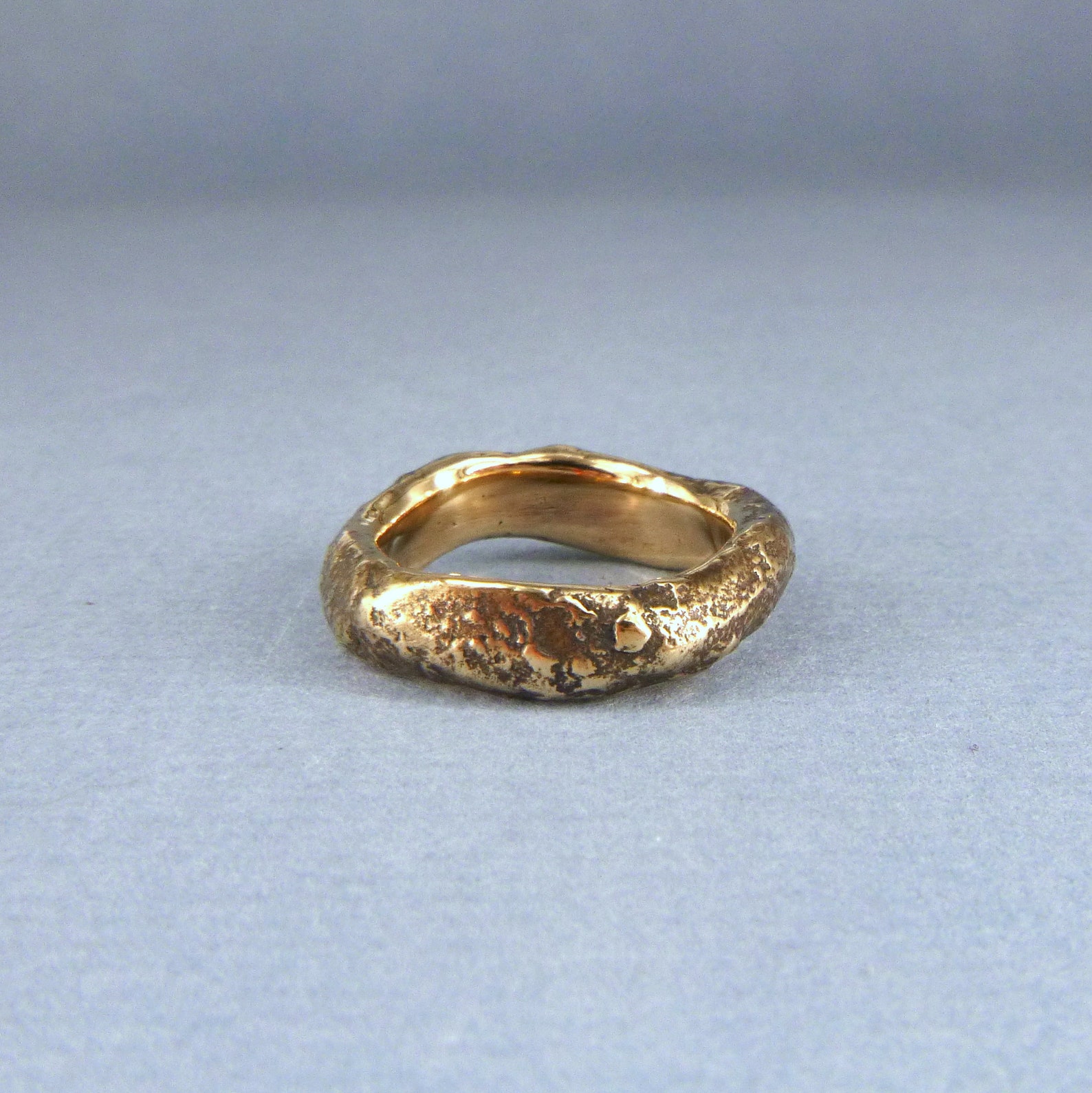 Chunky, Textured Bronze Stacking Ring, With or Without Patina, Organic ...