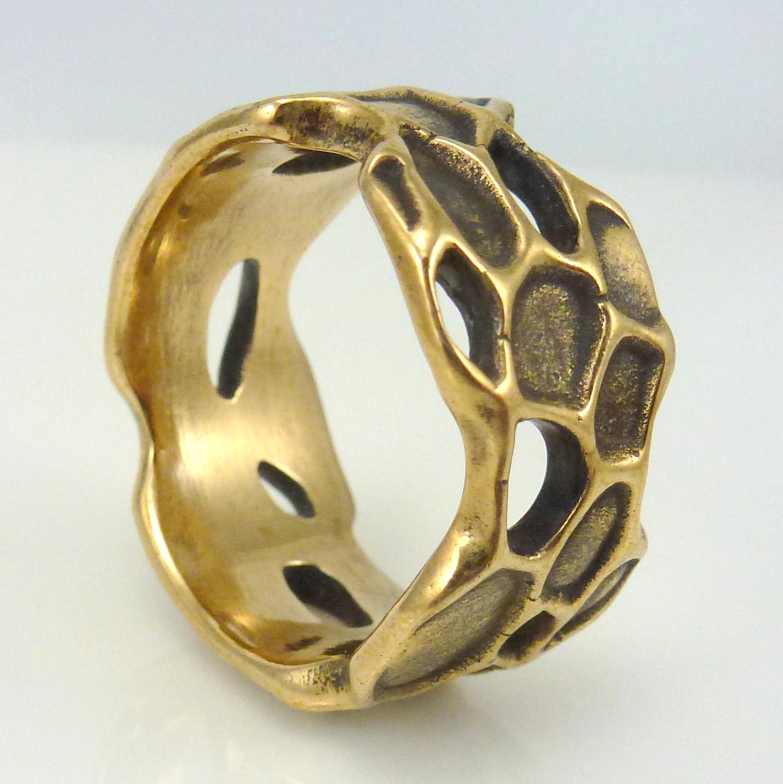 Bronze Ring Textured Bronze Ring Bronze Honeycomb Ring - Etsy