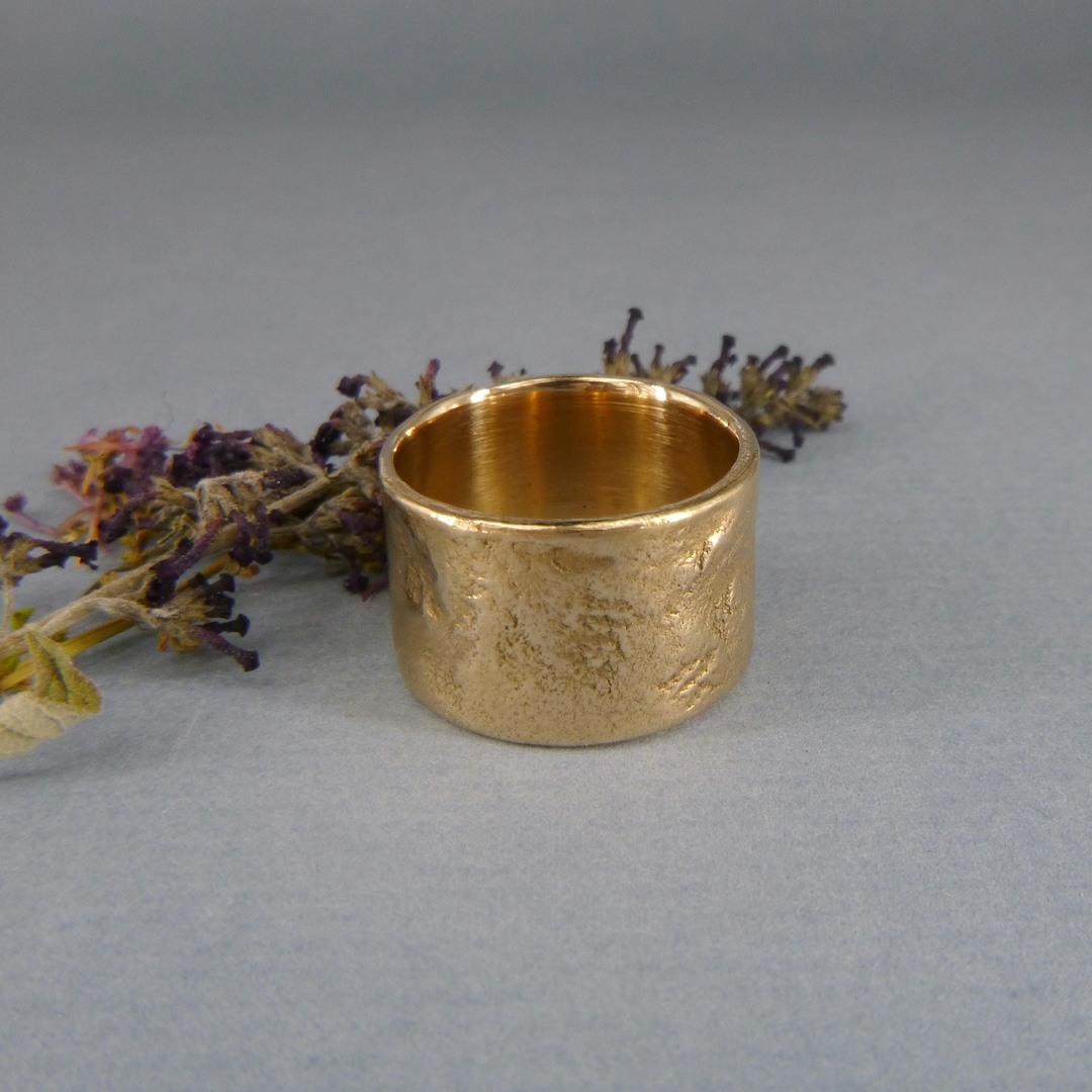 Organic Bronze Viking Ring: Wide Textured Unisex Band - Etsy