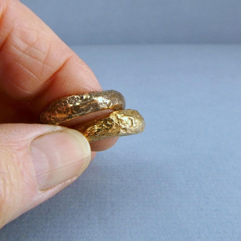 Chunky, Textured Bronze Stacking Ring, With or Without Patina, Organic ...