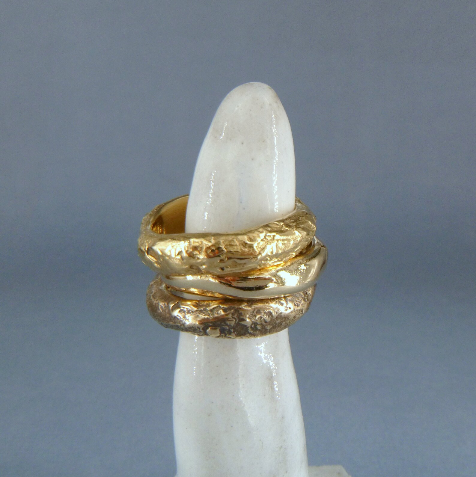 Chunky, Textured Bronze Stacking Ring, With or Without Patina, Organic ...