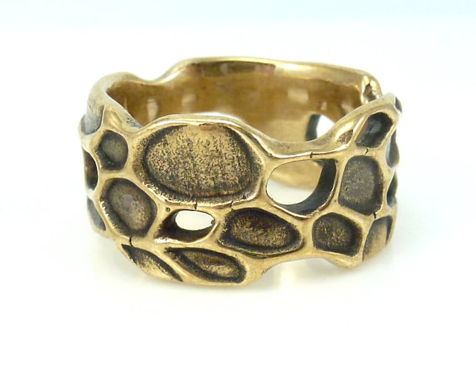 Bronze Ring, Textured Bronze Ring, Bronze Honeycomb Ring - Etsy