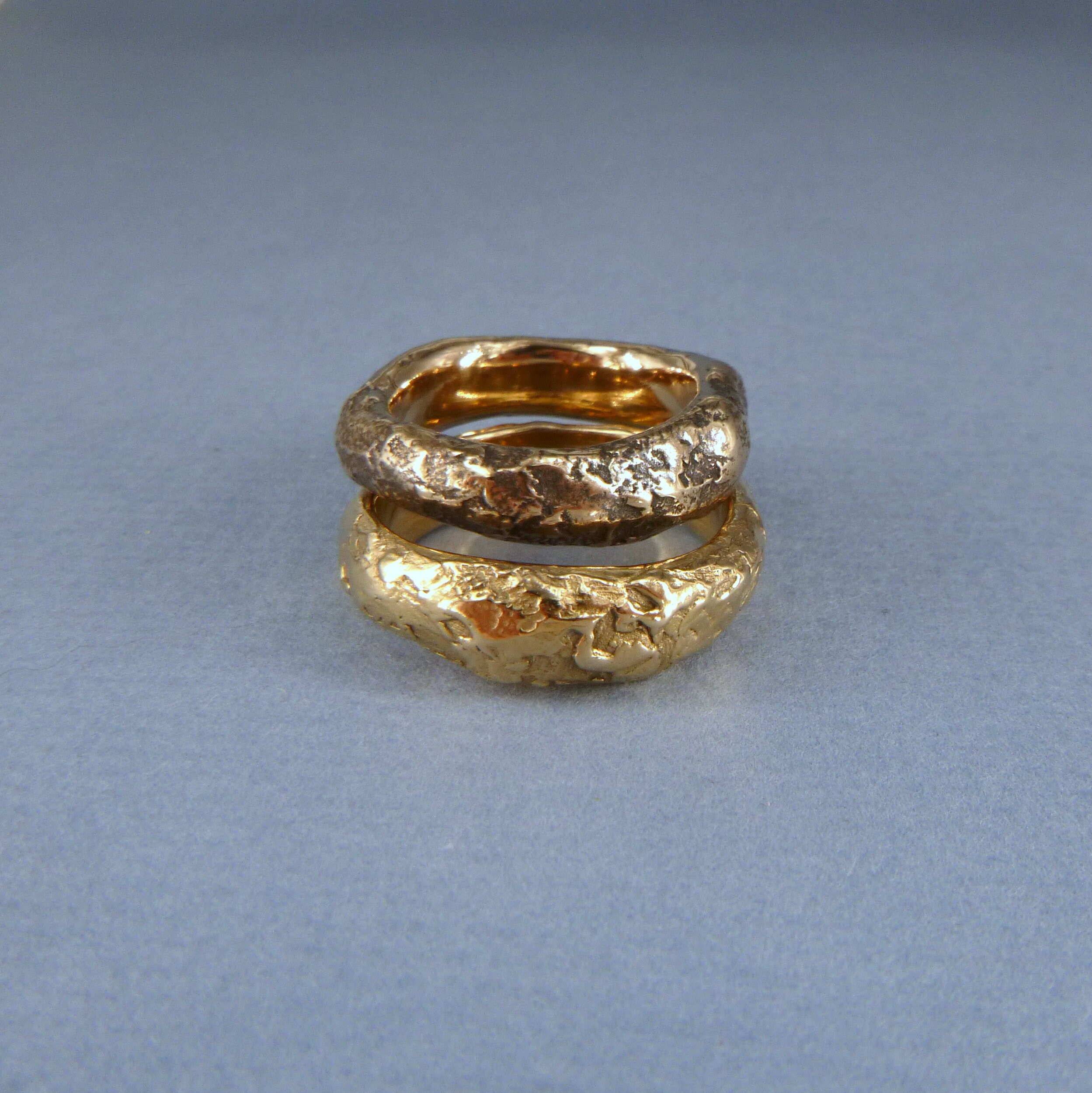 Chunky, Textured Bronze Stacking Ring, With or Without Patina, Organic ...
