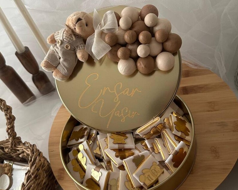 Personalized Teddy Bear Chocolate Box, Baby Shower Favors, First ...