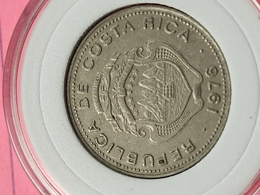 1976 Costa Rica 1 Colón Coin – Nautical & Volcanic Design, Central ...