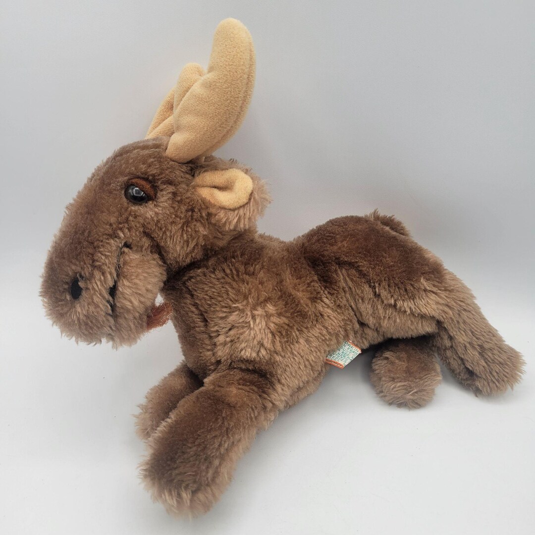 Vintage 1978 Dakin Maxie Brown Moose Beanie Plush Shredded Nutshell ...