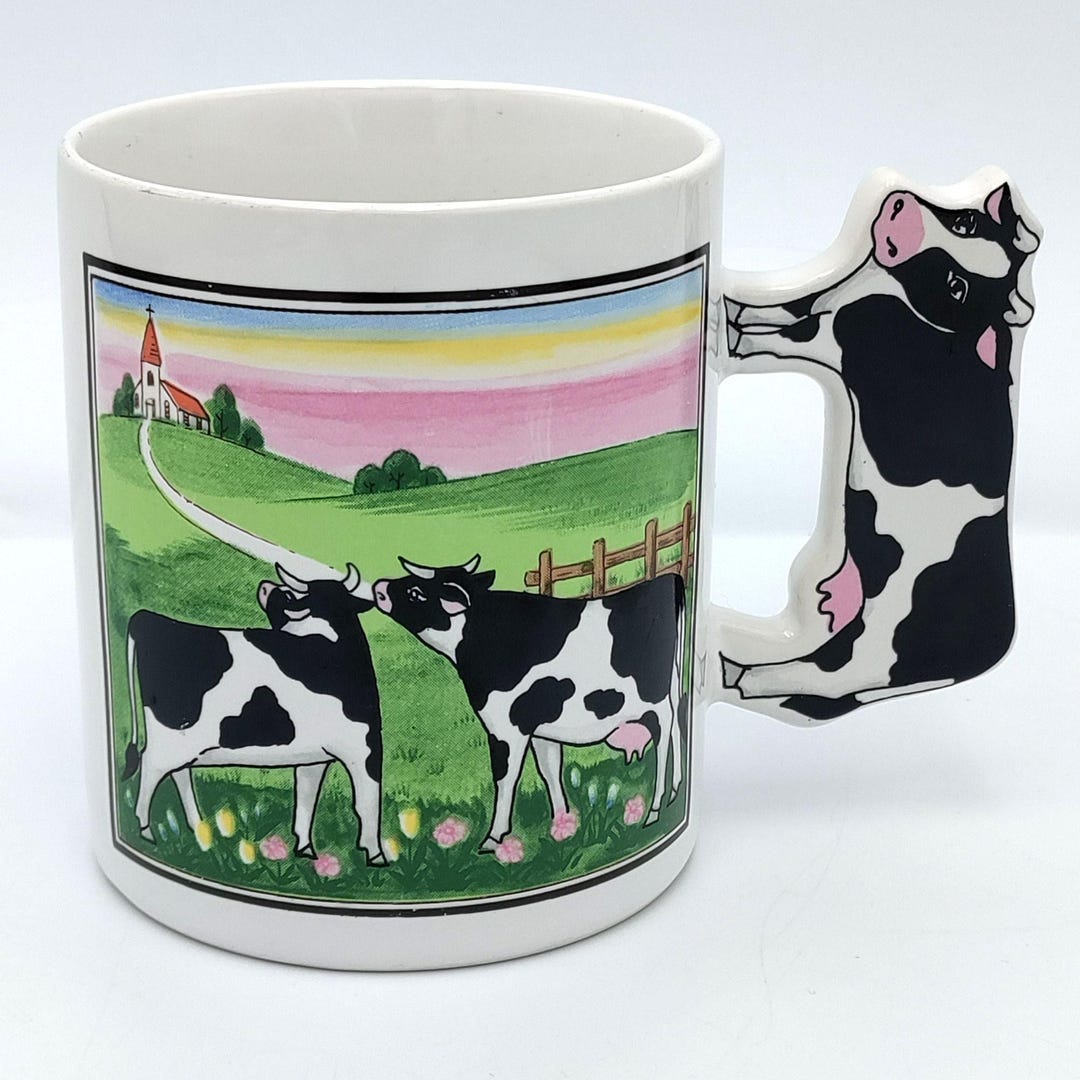 Vintage Japan Coffee Mug Cow 3D Handle and More Cows Novelty Unique - Etsy