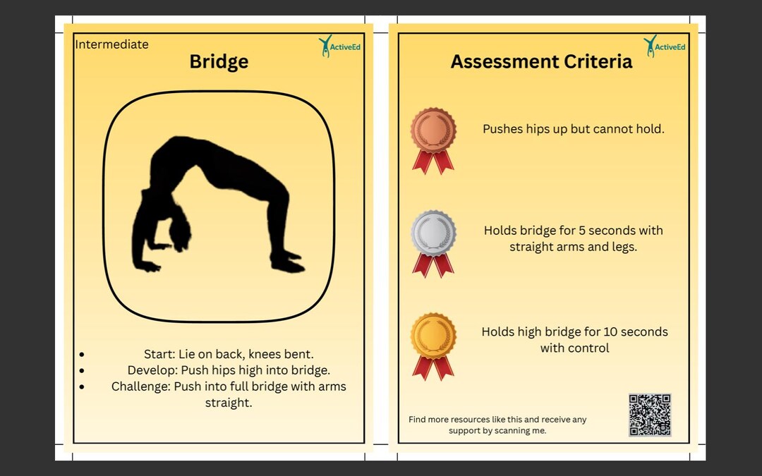 10 Intermediate Gymnastics Task Cards | Printable PE Resource ...