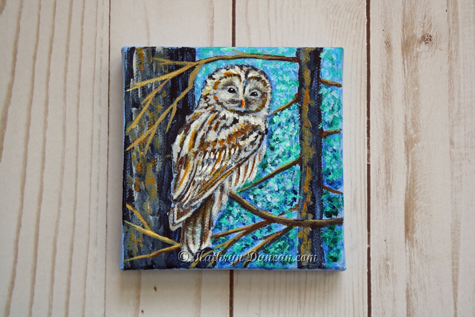 Owl Painting Barred Owl Wall Art Woodland Owl Gift for Owl - Etsy