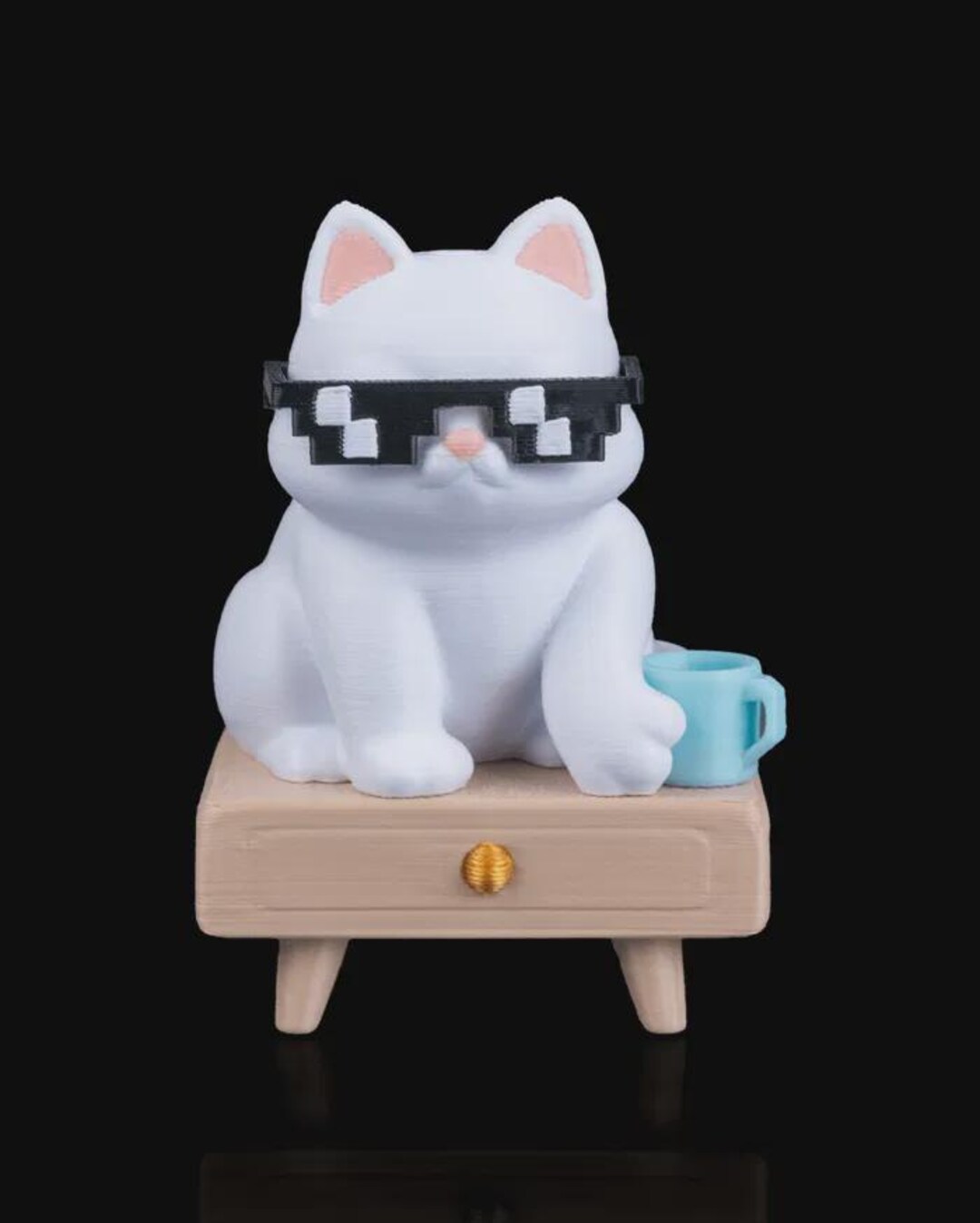 Cute Little Cat Knocking Over a Cup From a Small Table (printing ...