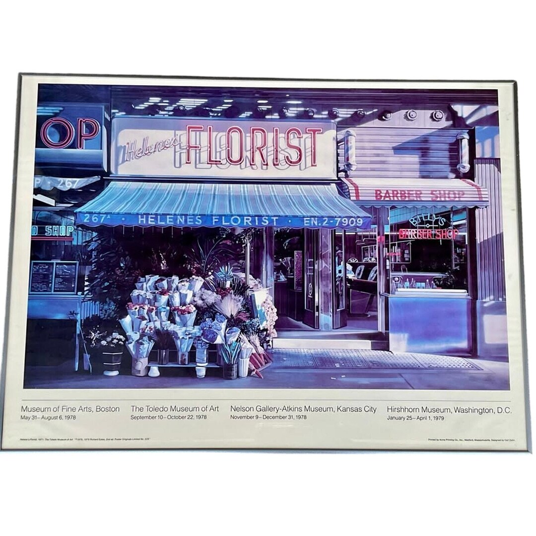 Vintage Richard Estes “helene’s Florist” Poster – Framed – 1979 (no ...