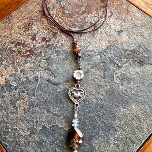 Heart Wing Necklace, Heart Necklace, Cherry Blossom Necklace, Gemstone ...