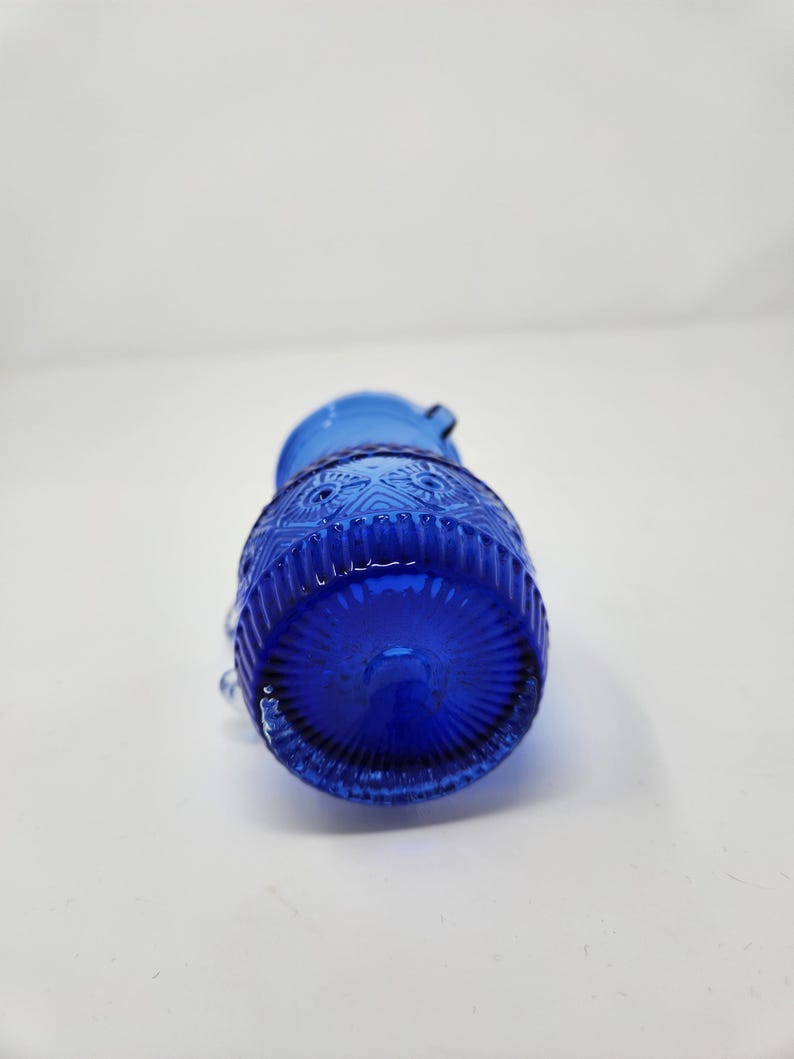 Vintage Cobalt Blue Pressed Glass Creamer W/t Clear Handle ~ Pilgrim ...