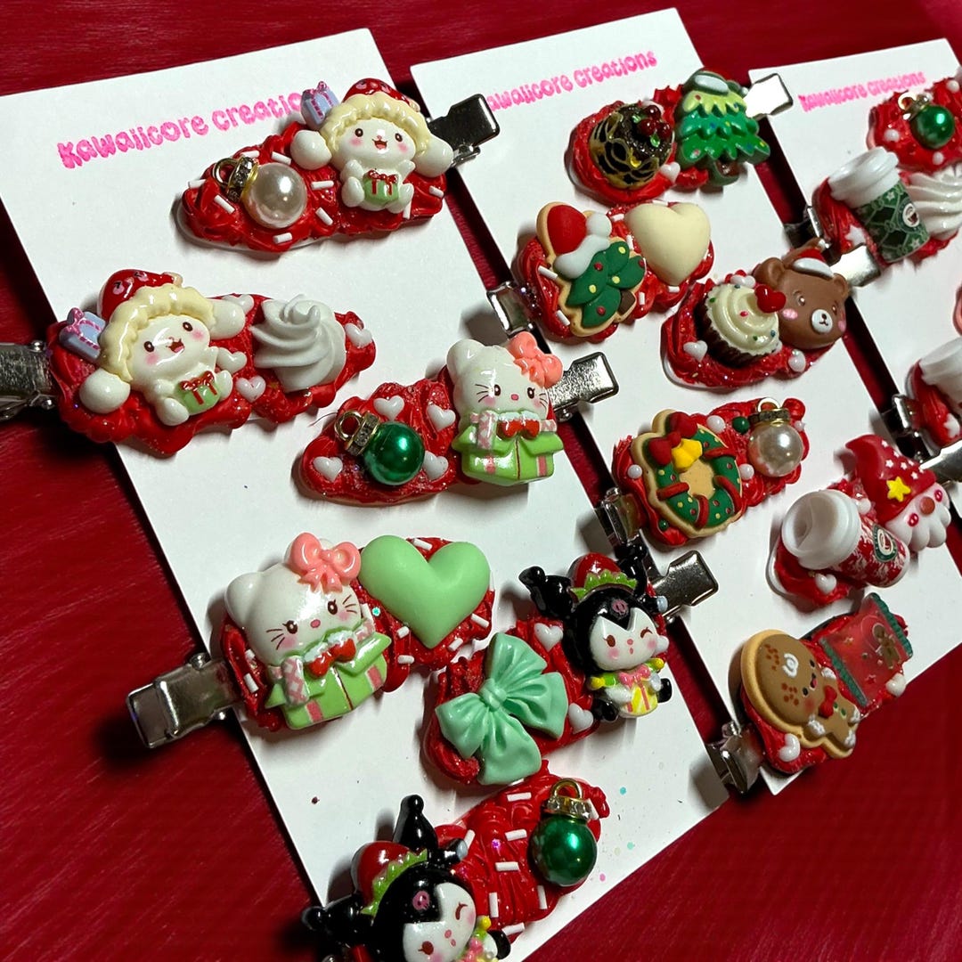 Christmas Decoden Hair Clips - SINGLES - RED - Kawaii Barrettes - Etsy