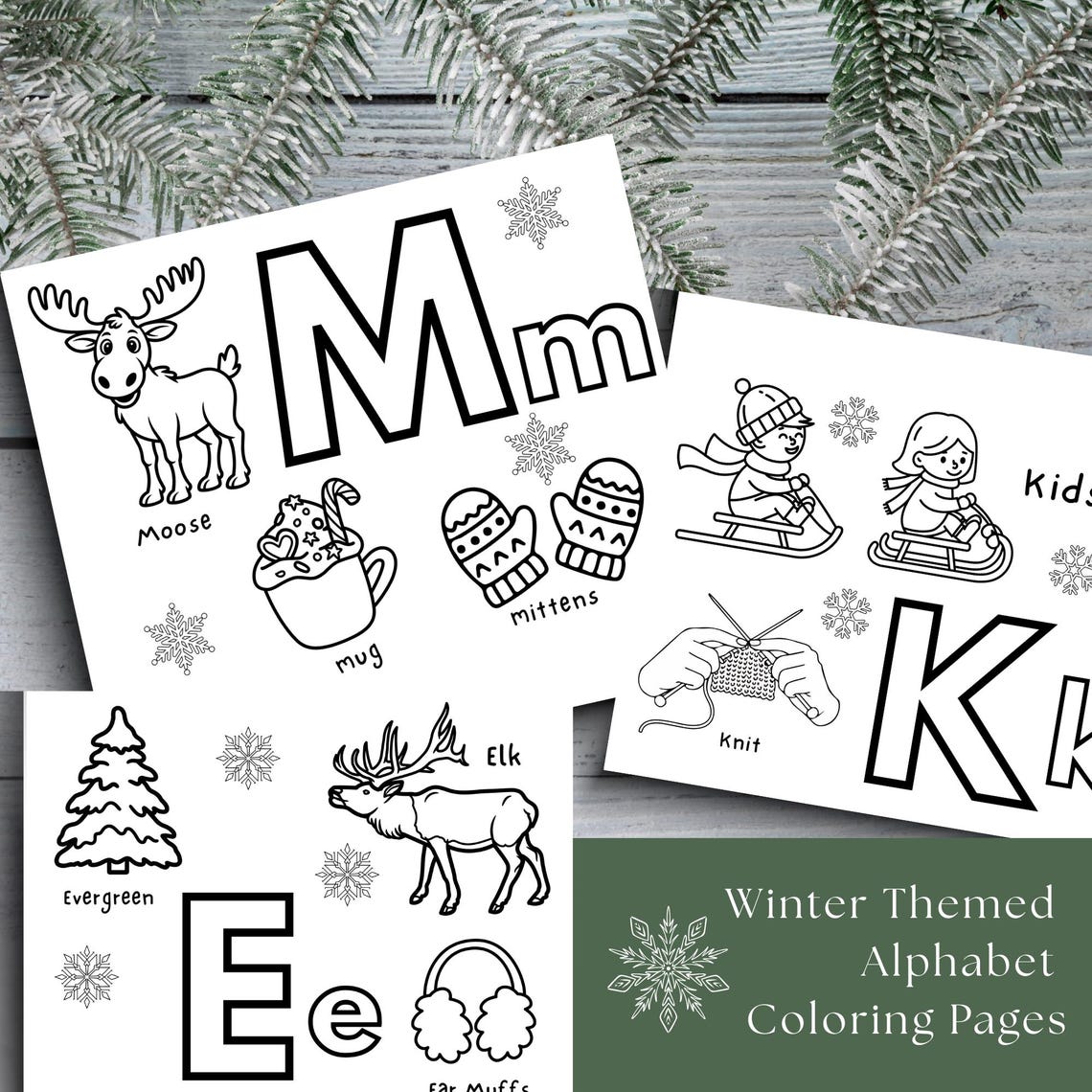 Winter Alphabet Coloring Pages for Kids, ABC Winter Coloring Book ...