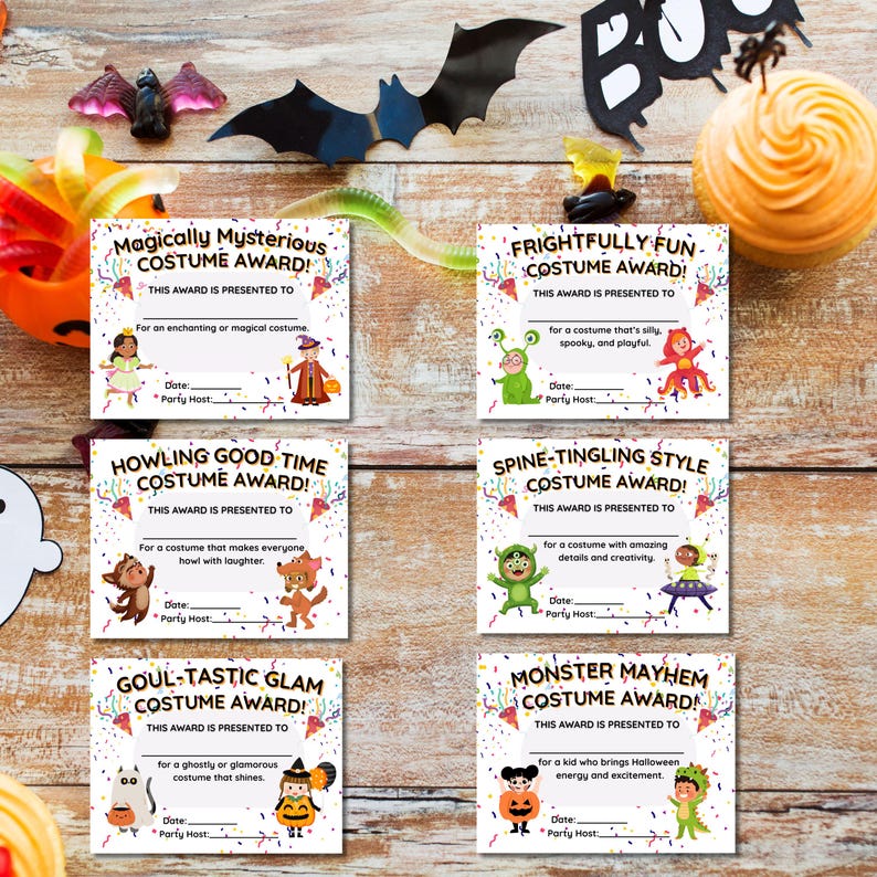 Kids Halloween Costume Awards: 25 Printable Party Certificates (digital ...