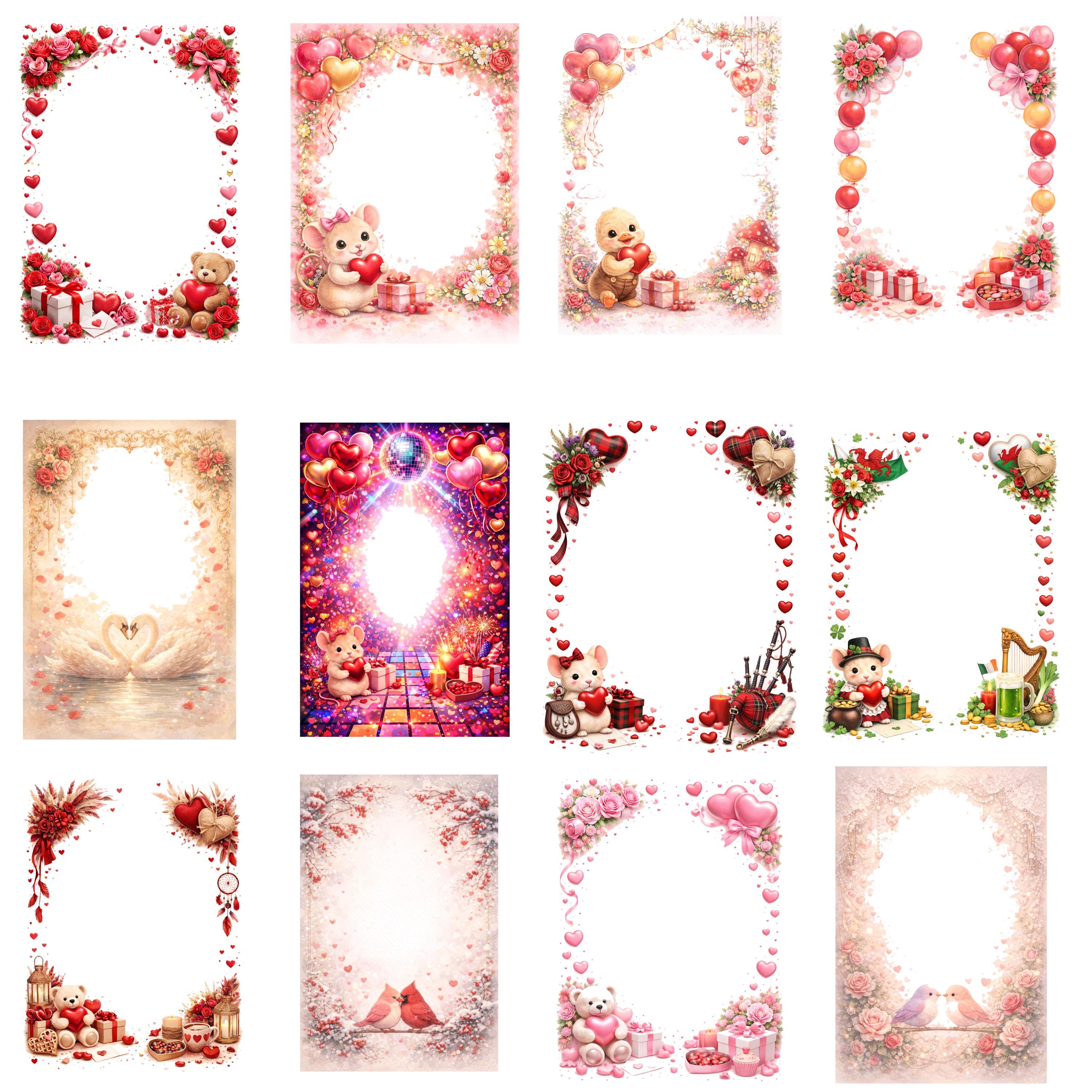 34 Valentine Card Borders | Digital Download | Commercial Use ...