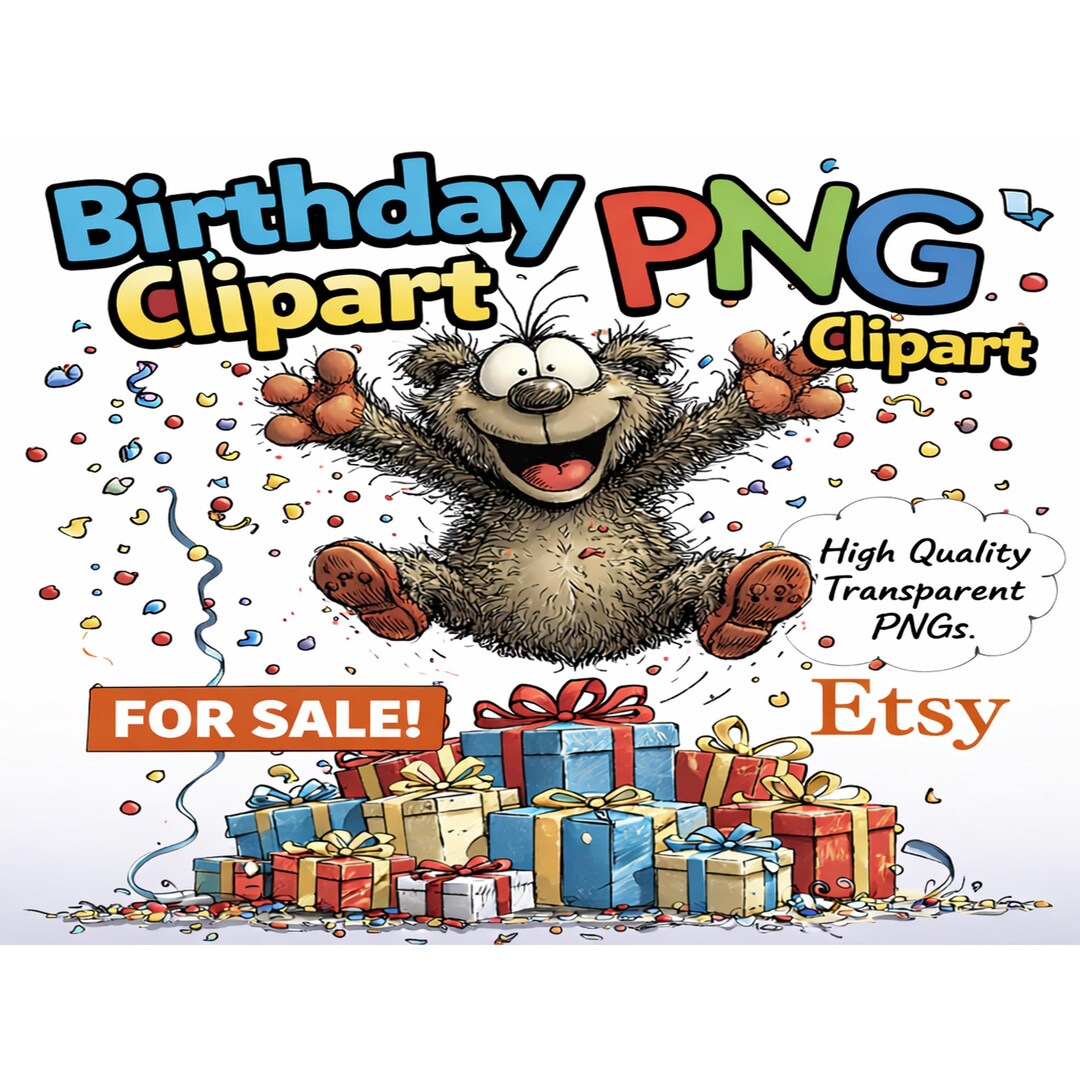Birthday Animal Clipart for Kids Party Invitations, Cute PNG Bundle ...