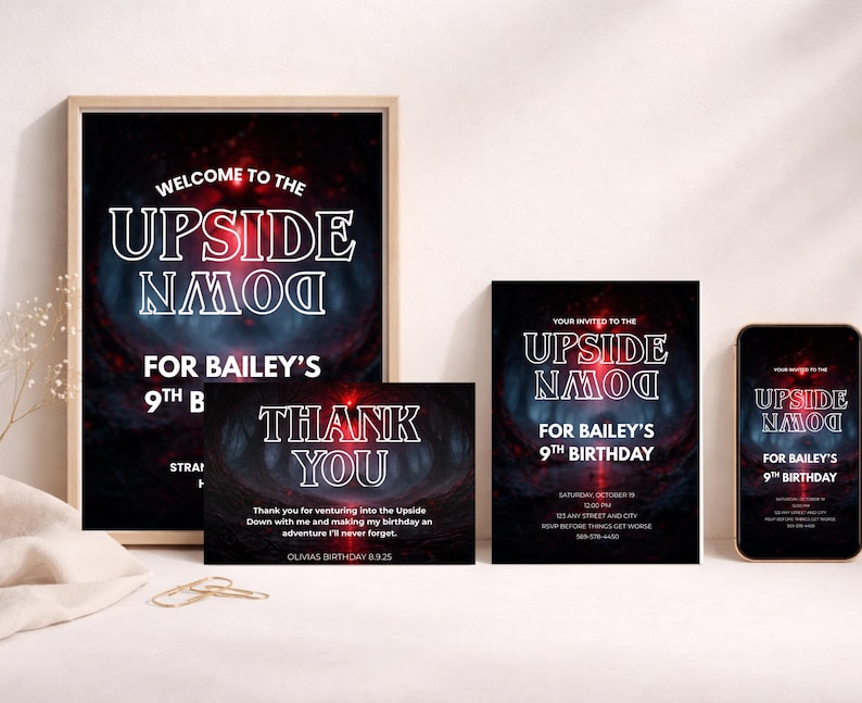 Stranger Things Birthday Party Printable Bundle, Invitation, E-vite ...