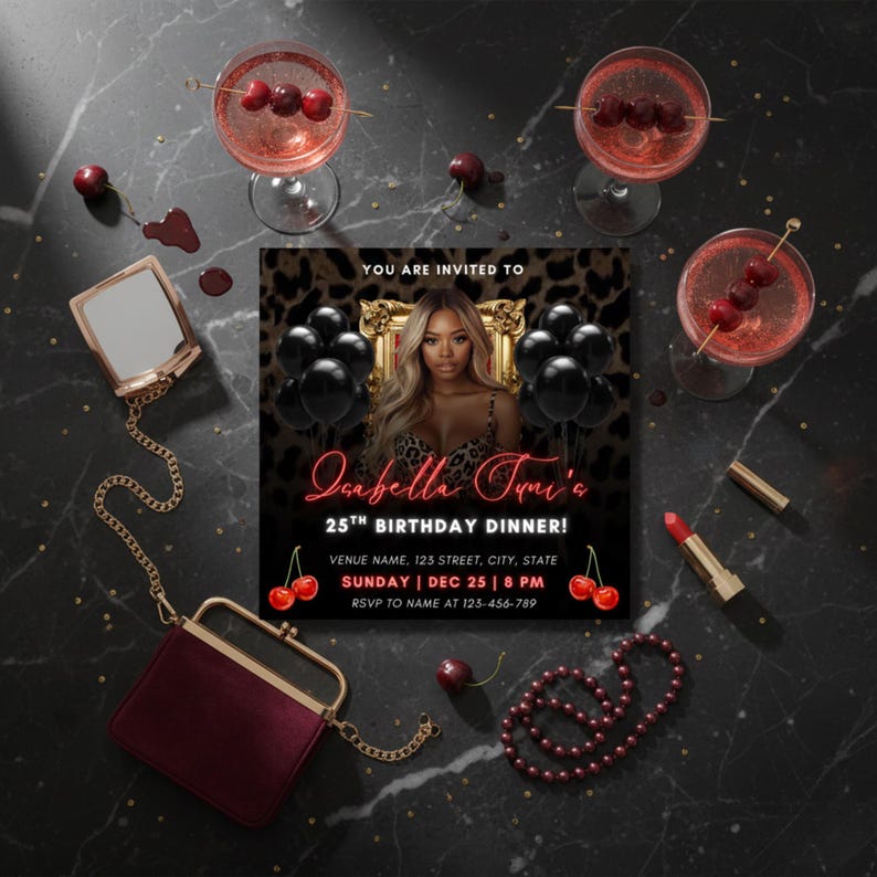 Cheetah Print Birthday Invitation, Glam Party Evite (digital Download ...