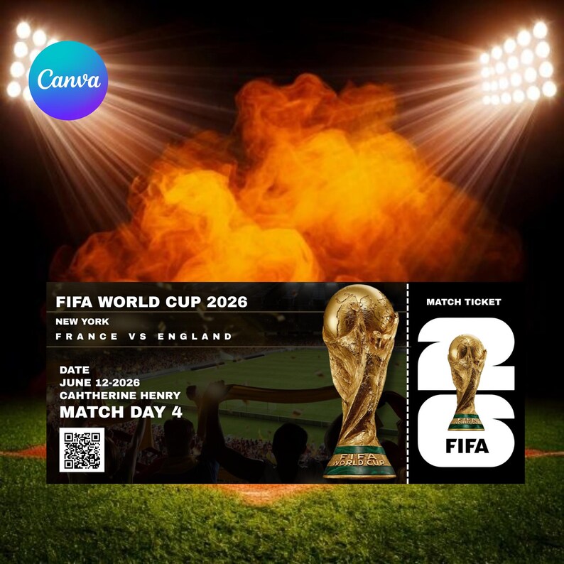 Instant Download Customizable World Cup 2026 Ticket Template, Edit in ...