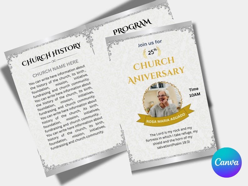 Church Anniversary Program Template: Editable Canva Brochure (digital ...